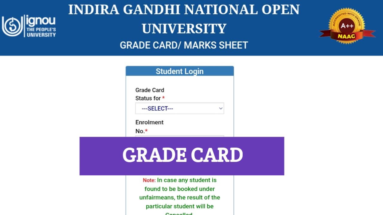 IGNOU Grade Card Updated For June Session 2025 - resultzpoint.com
